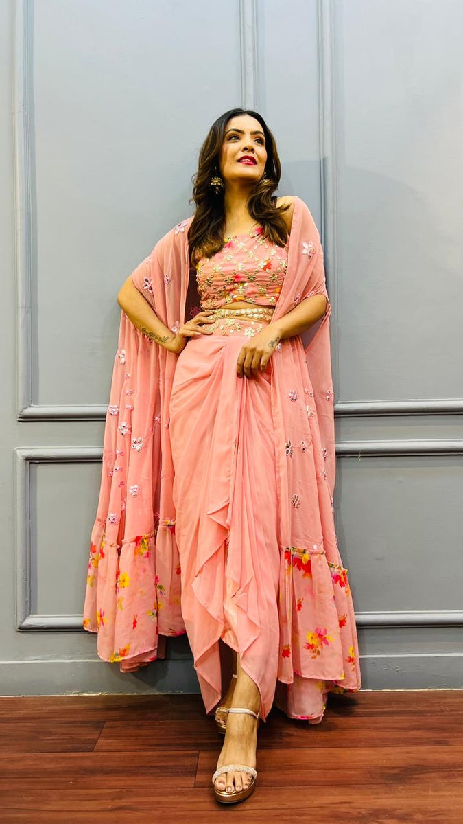 Designer Indo-western Sarong Dress perfect for Sangeet/party/Haldi /Me ...